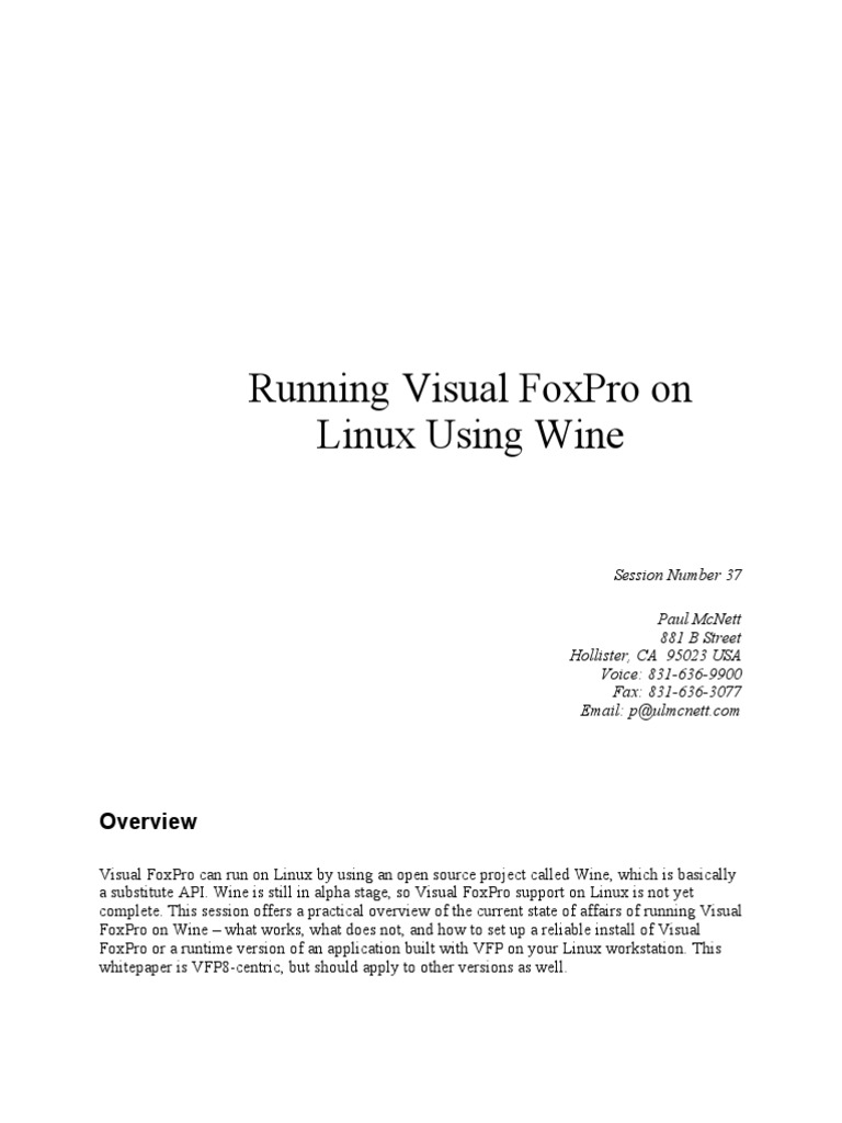 Running Visual Foxpro On Linux Using Wine | PDF | Windows Registry | Linux