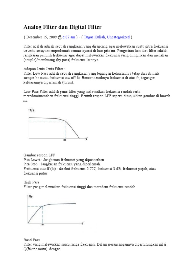Panduan Desain Filter Analog & Digital | PDF