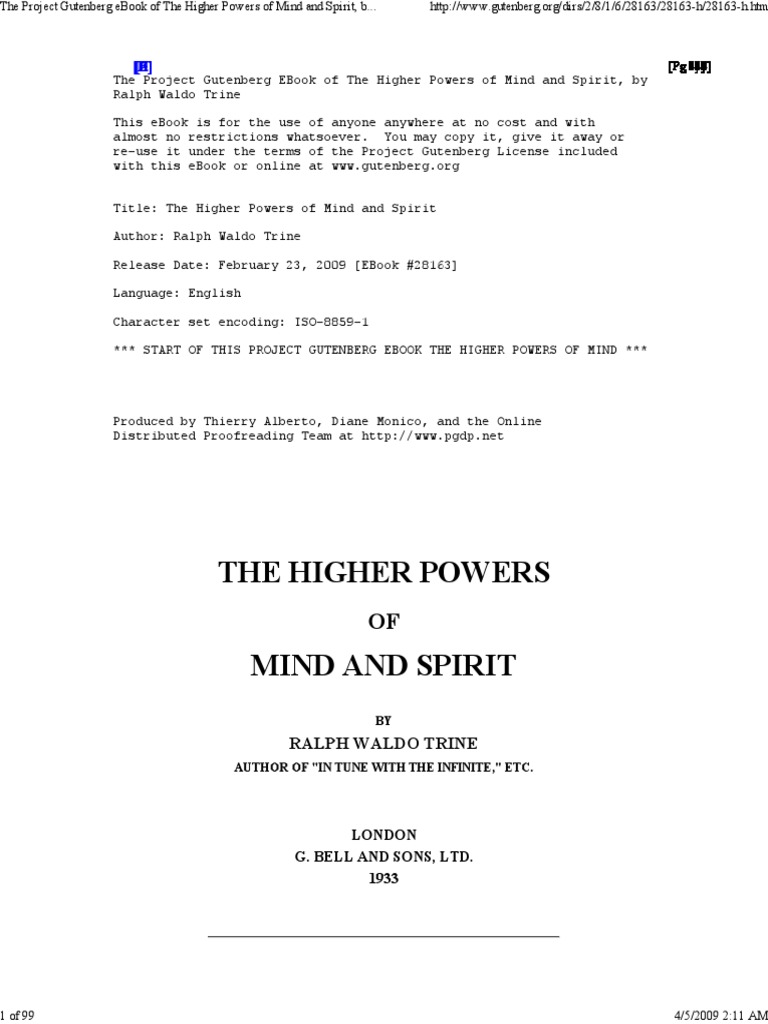 Higher Powers of Mind and Spirit PDF | PDF | Soul | Project Gutenberg