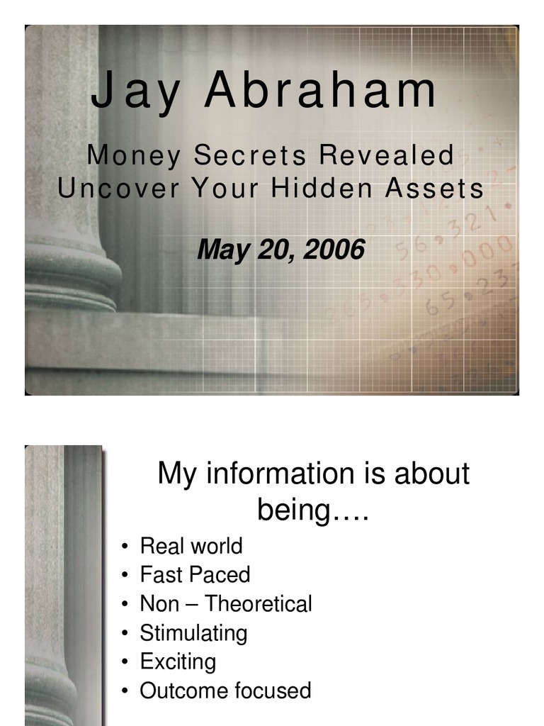 Jay Abraham's Wealth Strategies Unveiled | PDF | Sales | Strategic ...
