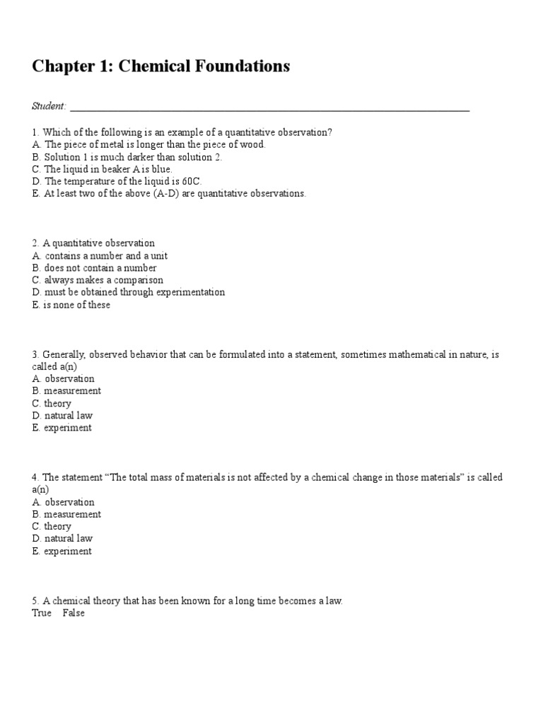Chapter 1 Chemical Foundations | PDF | Accuracy And Precision | Fahrenheit