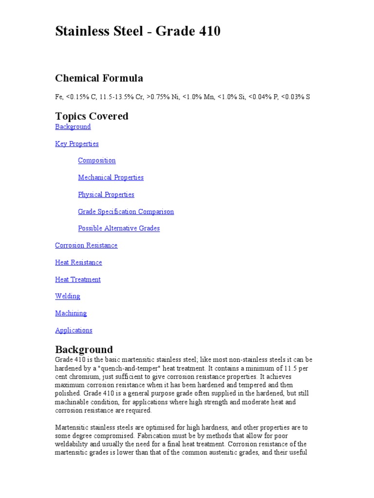Stainless Steel Grade 410 | Heat Treating | Annealing (Metallurgy)