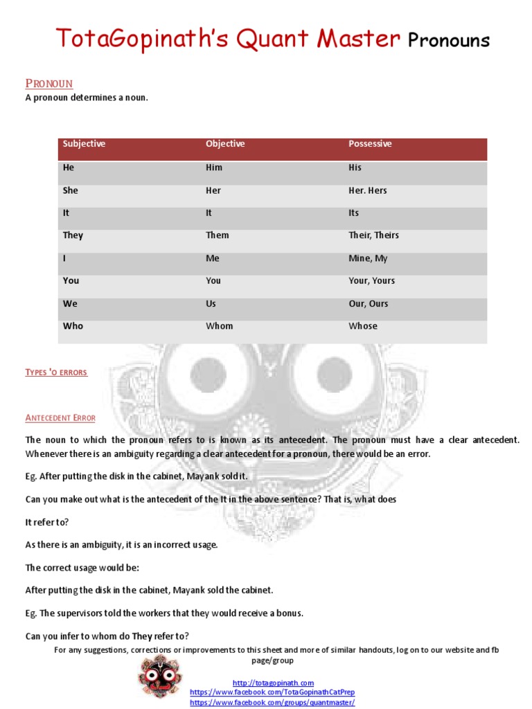 CAT - Pronouns | PDF | Pronoun | Grammatical Number
