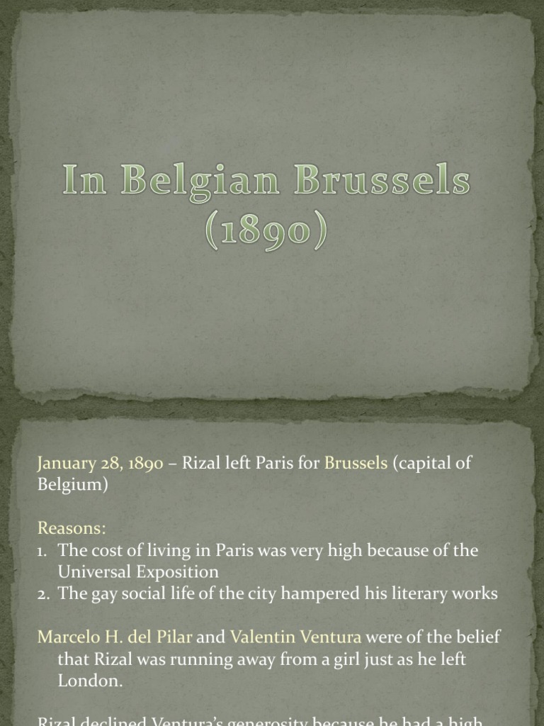 Rizal's Time in Brussels: Continuing His Literary and Reformist Work ...