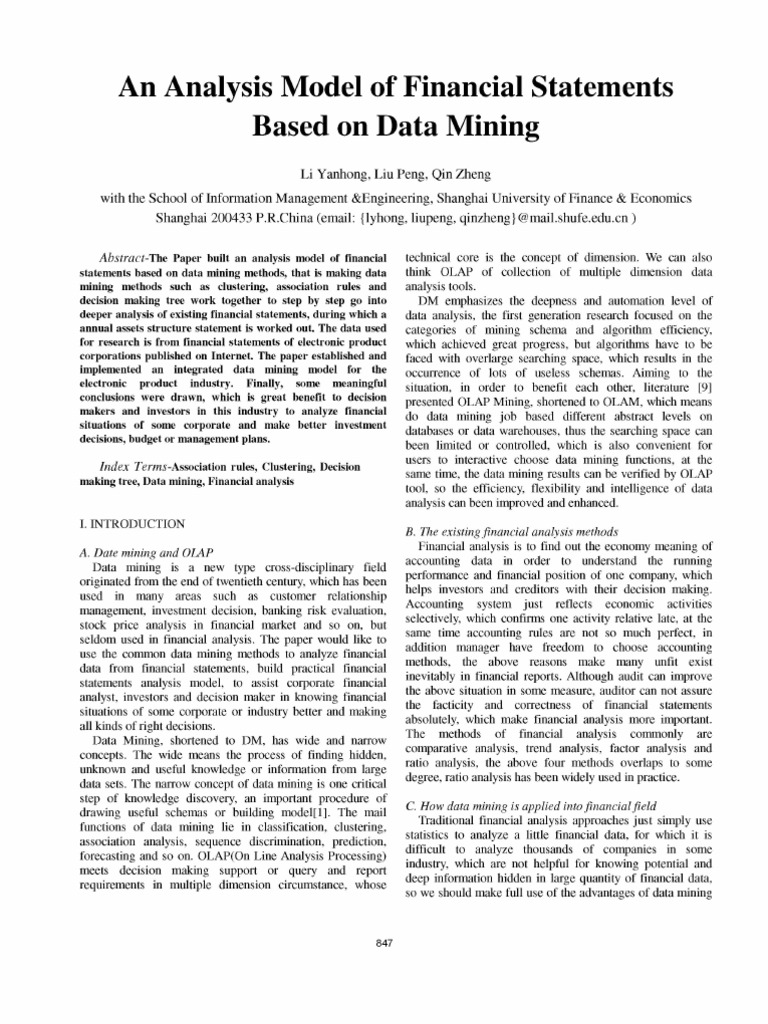 Data Mining For Financial Statement Analysis | PDF | Data Analysis ...