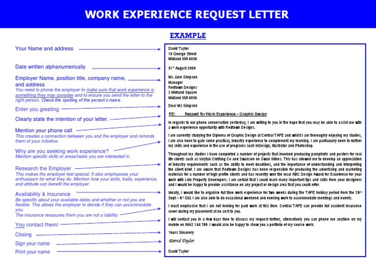 Work Experience Request Letter Template | PDF | Graphic Design ...