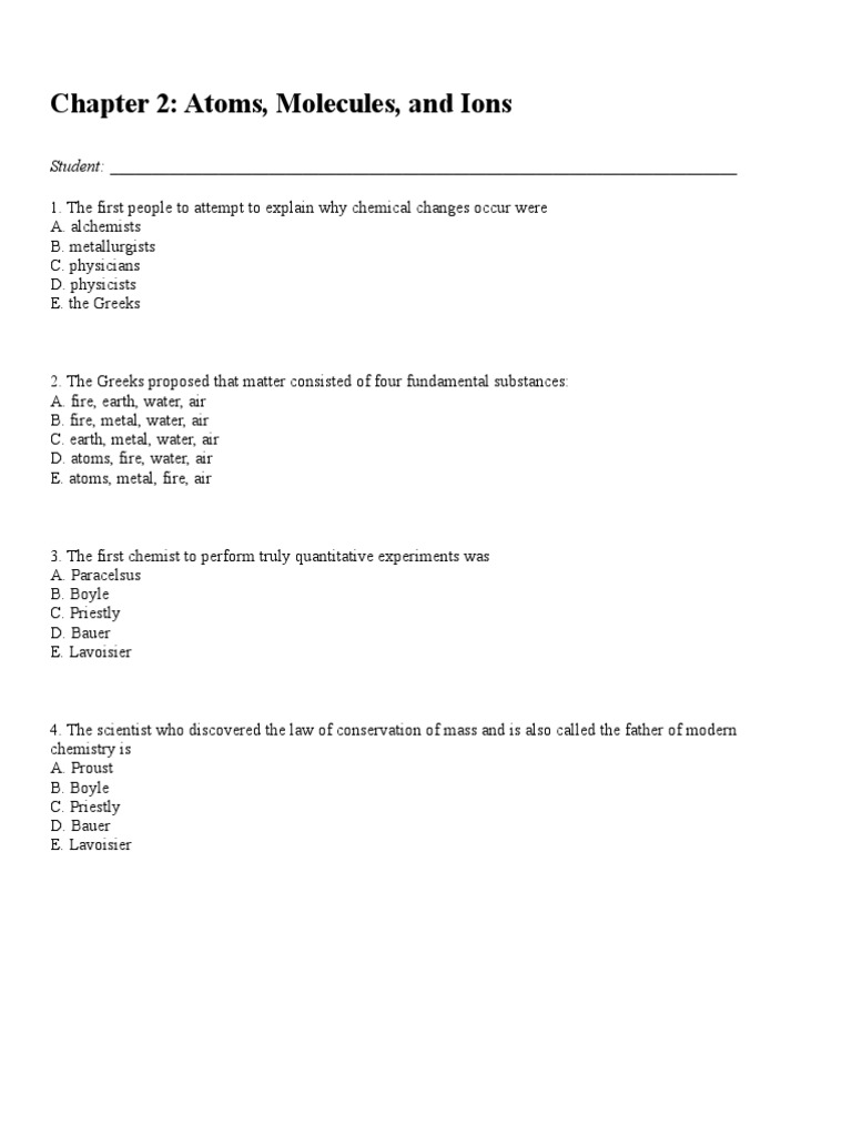 Chapter 2 Atoms Molecules Pdf Atoms Proton