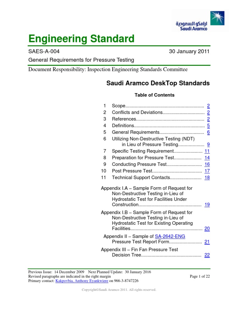 Saes A 004 | PDF | Pipe (Fluid Conveyance) | Nondestructive Testing