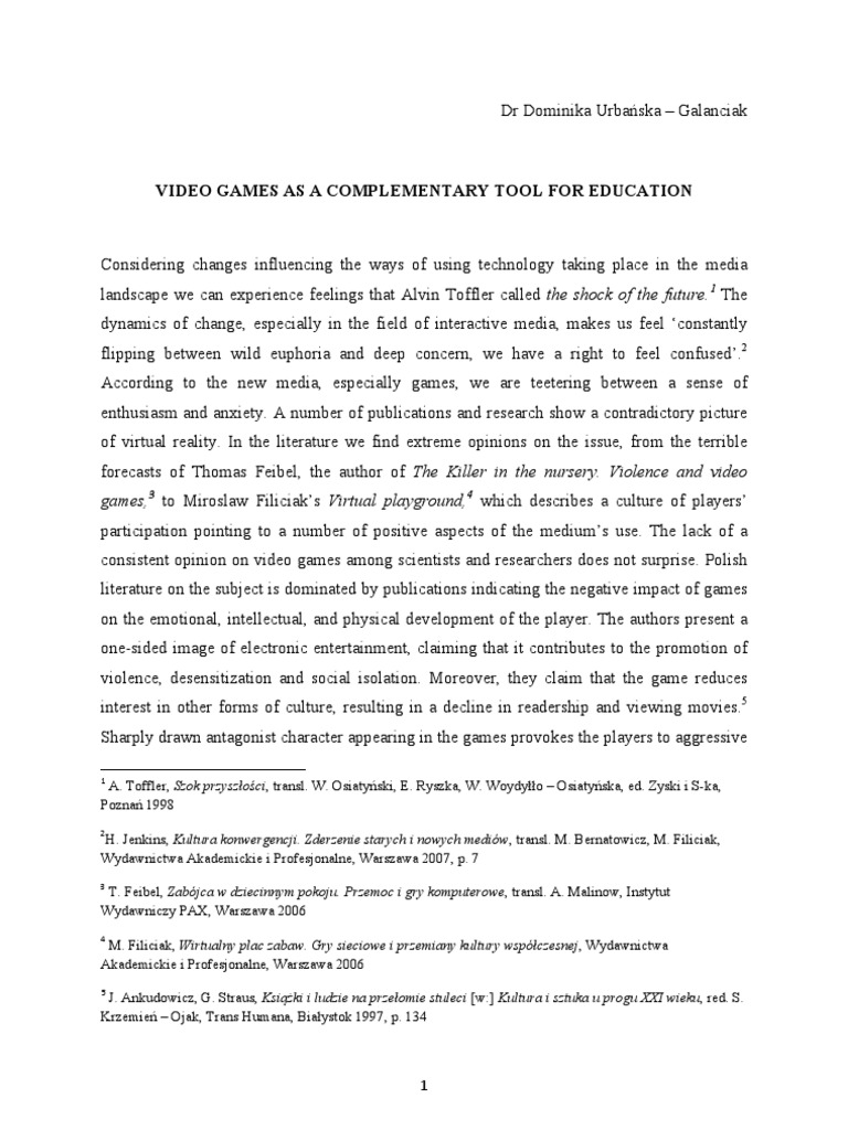 Video Games in Education: Benefits & Insights | PDF | Video Games ...