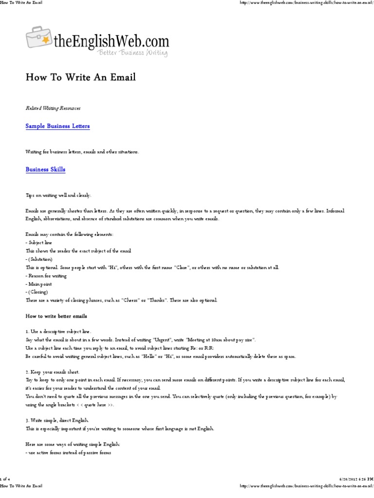 How To Write An Email | PDF
