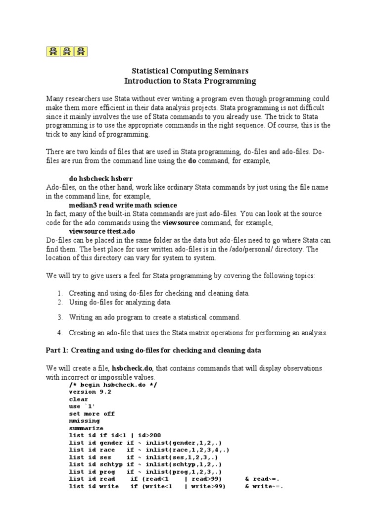 Statistical Computing Seminars Introduction To Stata Programming | PDF ...