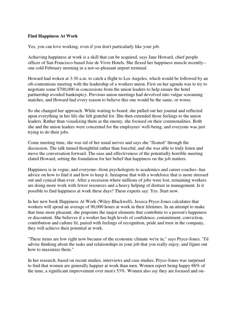 Find Happiness at Work | PDF | Happiness | Contentment