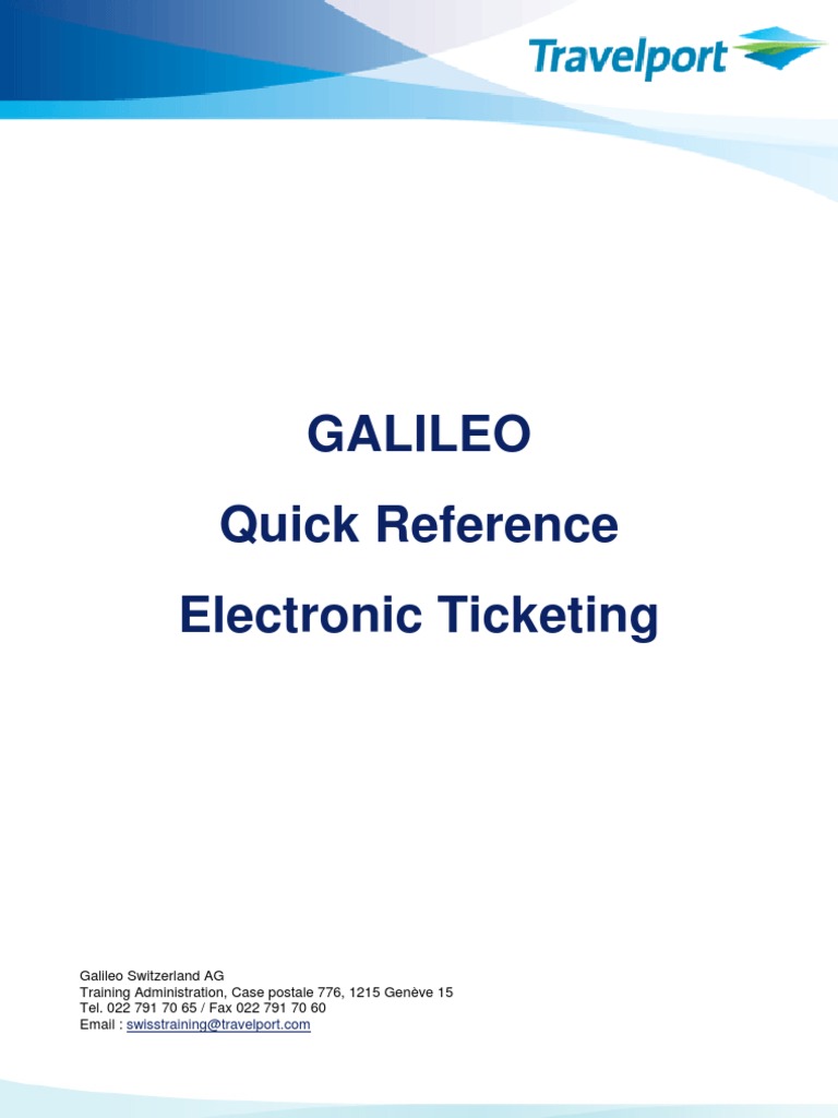 Galileo Quick Reference Electronic Ticketing | PDF | Identity Document ...