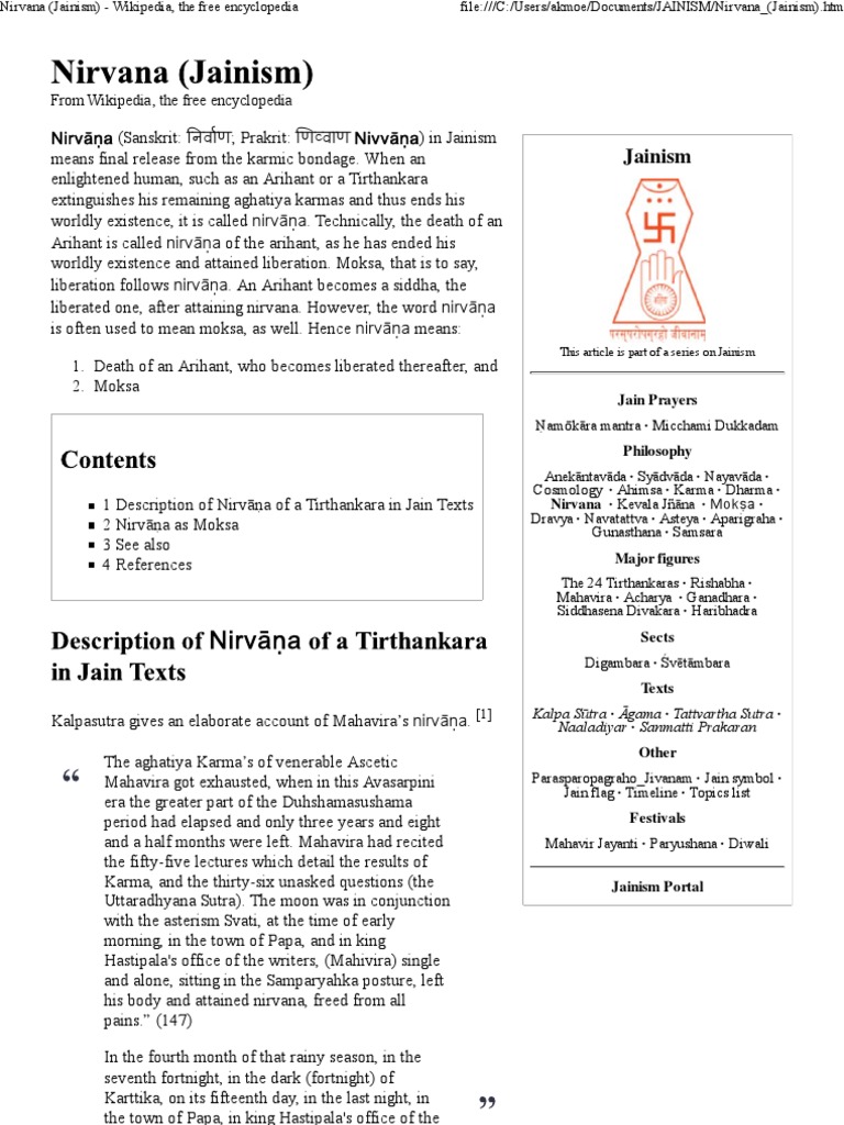 Nirvana (Jainism) - Wikipedia, The Free Encyclopedia | PDF | Nirvana ...