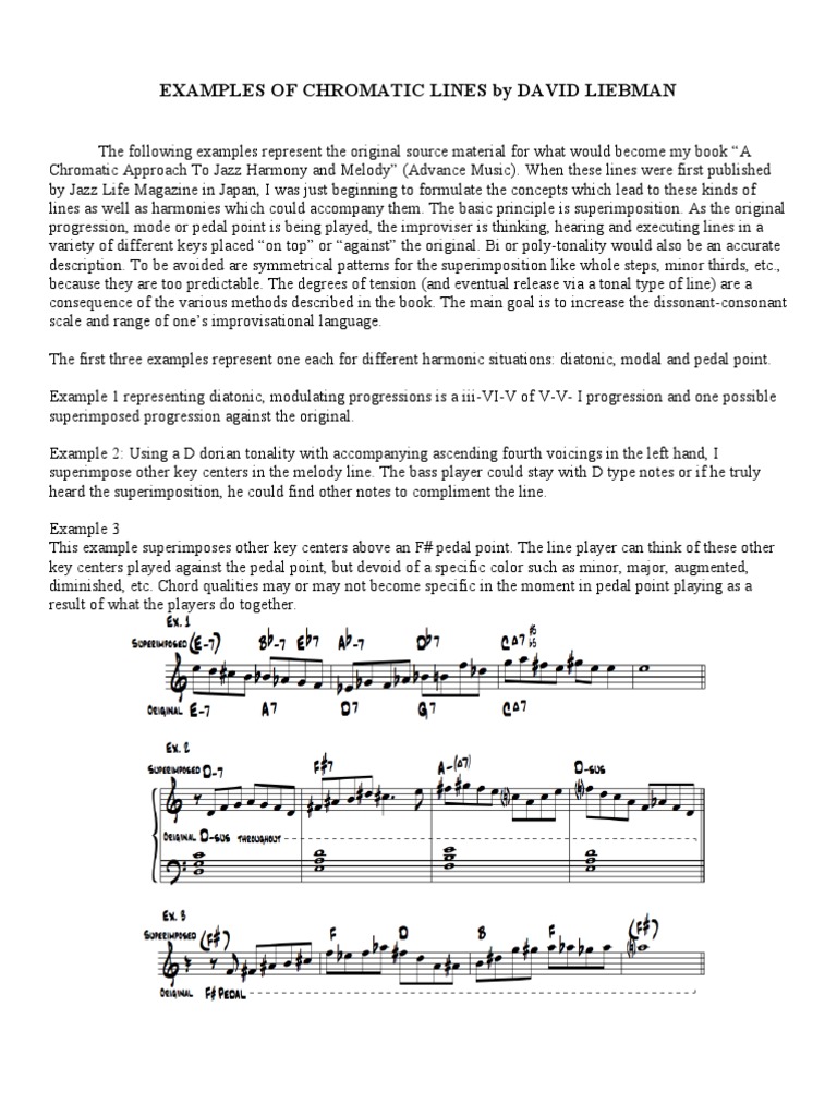 EXAMPLES OF CHROMATIC LINES by DAVID LIEBMAN 9 - 24 - 07 PDF | PDF