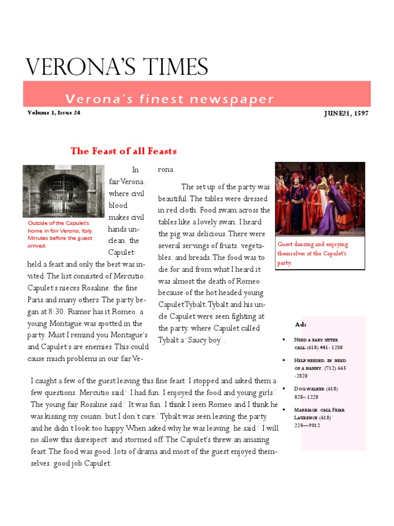Newspaper | PDF | Characters In Romeo And Juliet | Communication