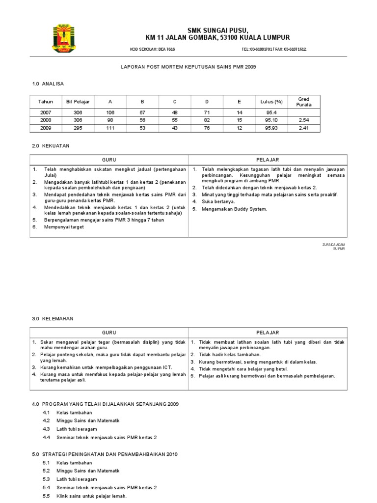 Contoh Laporan Post Mortem | PDF