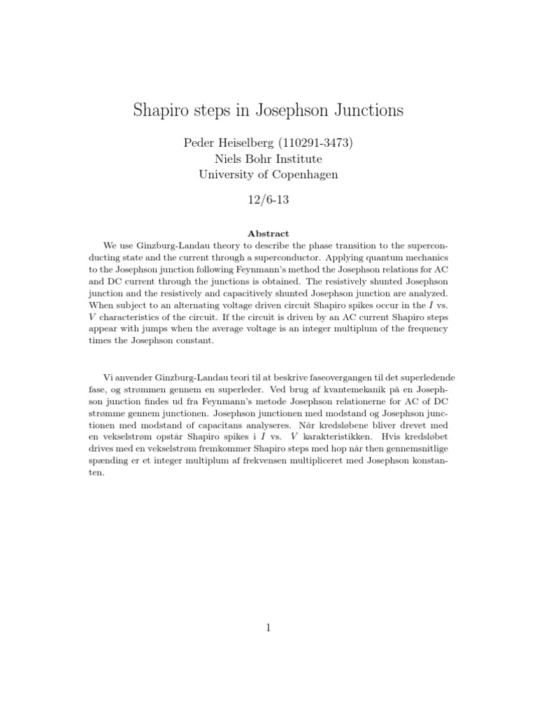 Shapiro Steps in Josephson Junctions | PDF | Superconductivity | Quantum Mechanics