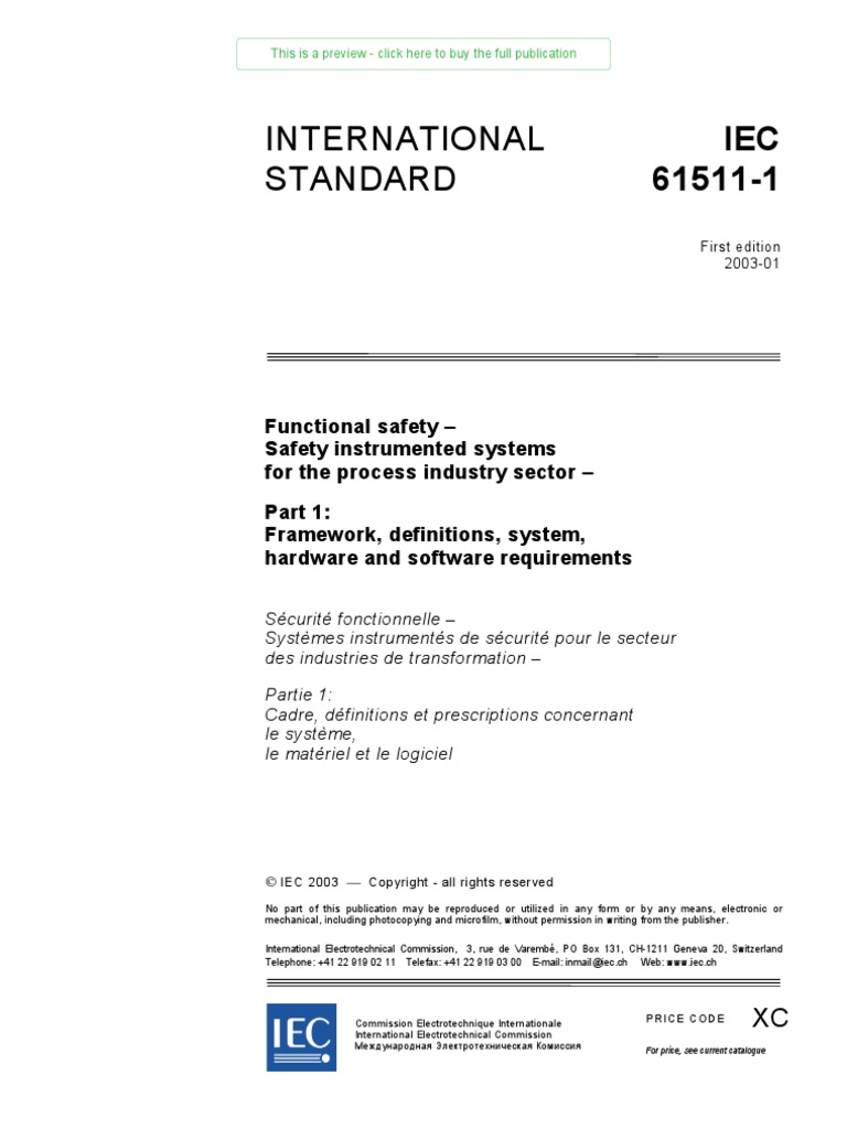 IEC 61511-1: Functional Safety Framework | PDF | Prevention | Safety