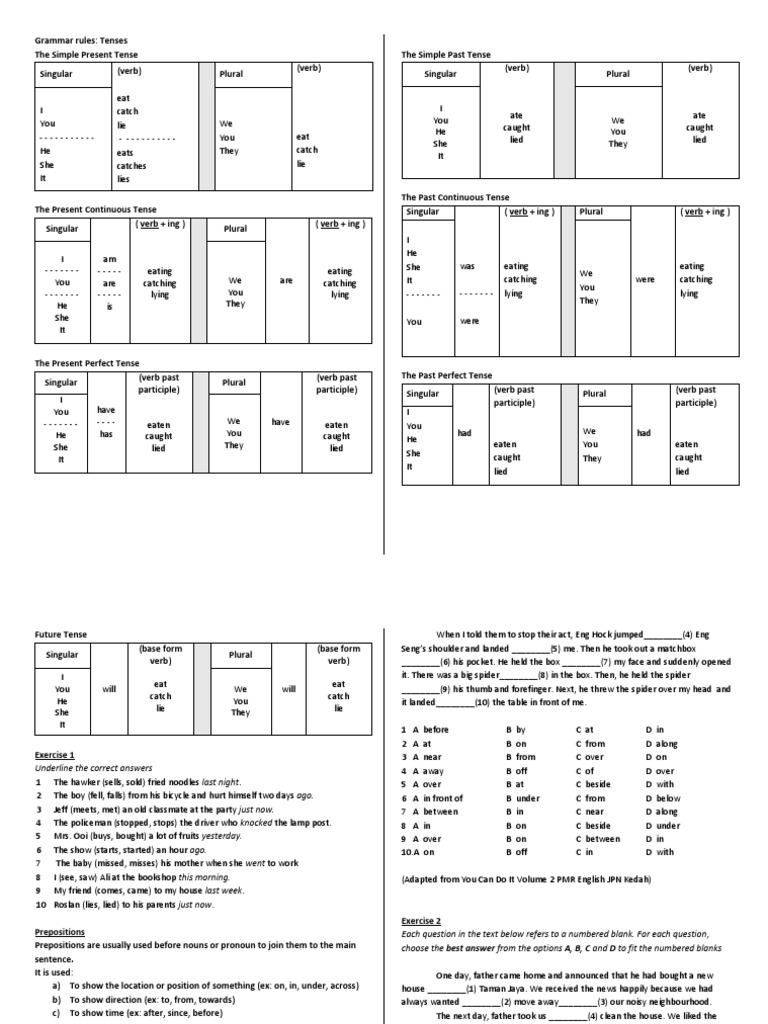 Grammar Rules Tenses Exercise | PDF | Foreign Language Studies