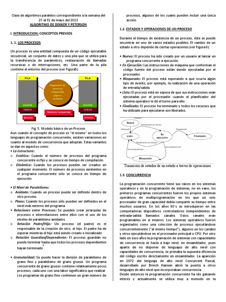 Algoritmo Dekker y Peterson - Teoria PDF | PDF | Proceso (Computación) | Programa de computadora