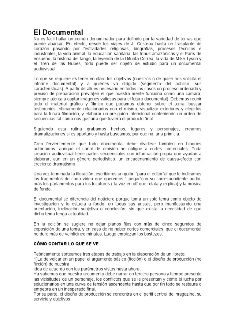 Documental Guion | PDF | Documental | Lentes de aumento
