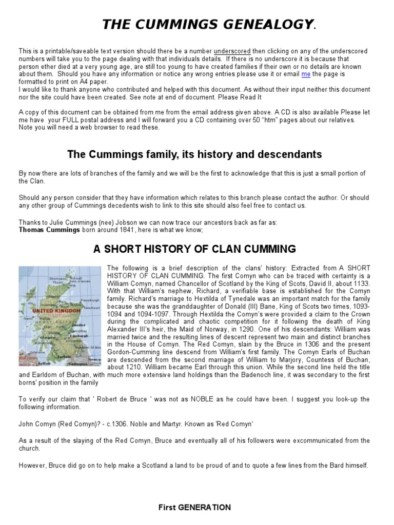 Cummings Family Tree | PDF | Highlands And Islands Of Scotland ...
