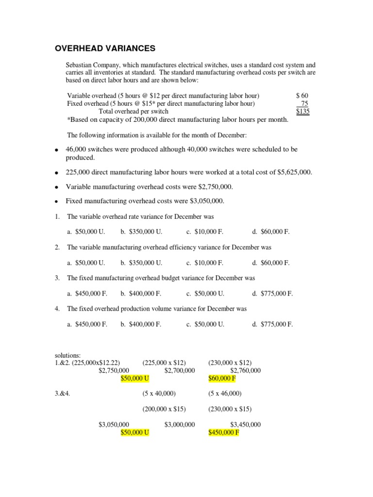 December Overhead Variance Analysis | PDF | Technology & Engineering