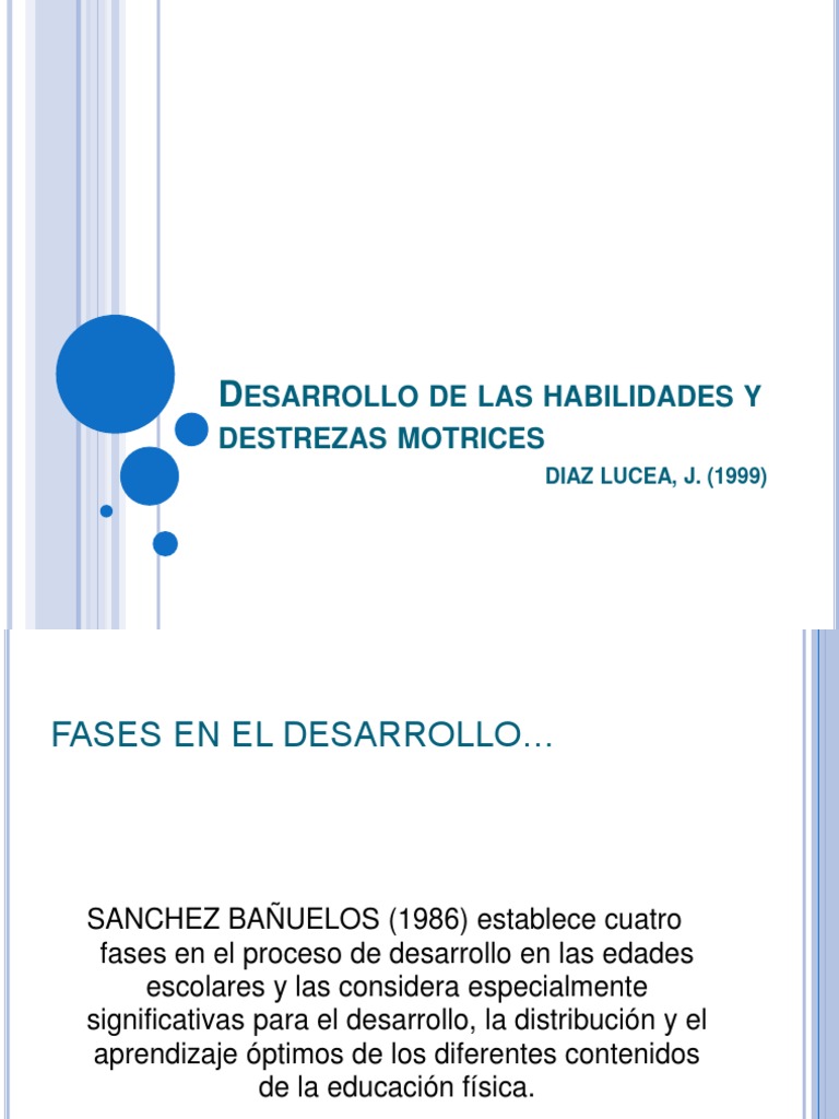 Desarrollo de Las Habilidades y Destrezas Motrices | PDF | Aprendizaje ...