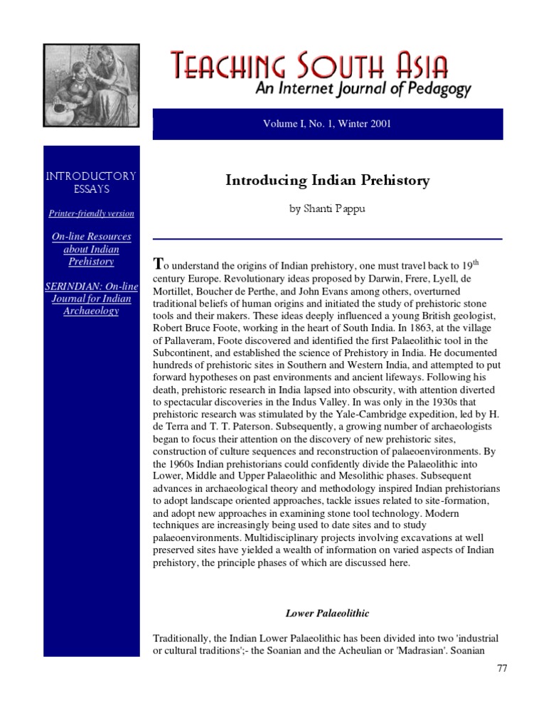 Introducing Indian Prehistory Pappu | PDF | Paleolithic | Archaeology