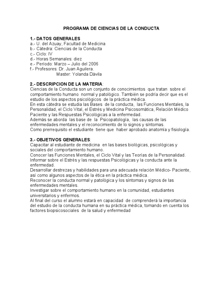Ciencias Del Comportamiento Pdf Sicología Comportamiento