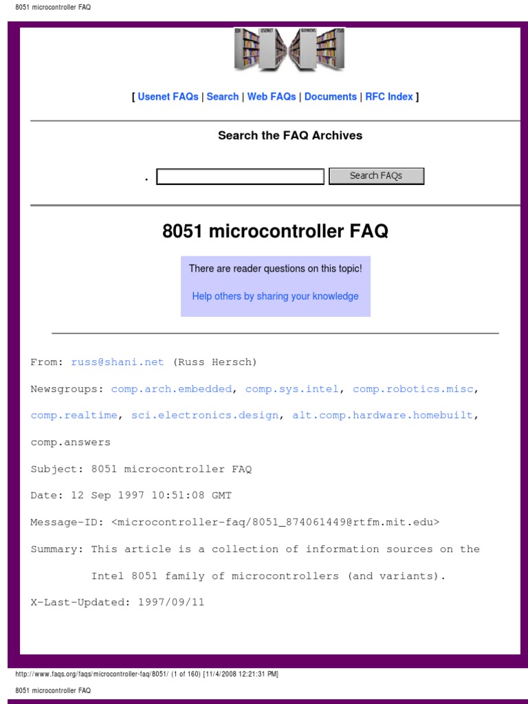 8051 Microcontroller FAQ | PDF | Microcontroller | Office Equipment