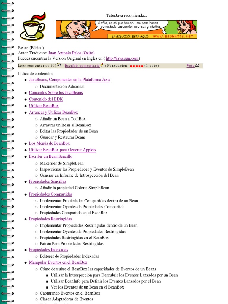 Manual Java Beans PDF | PDF | Java (lenguaje de programación) | Plataformas de computación