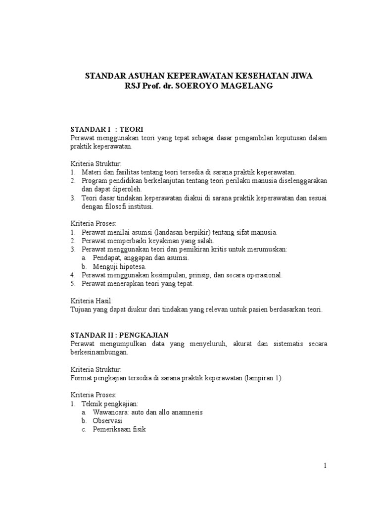 Standar Asuhan Keperawatan Kesehatan Jiwa | PDF | Pengembangan Diri | Kesehatan Holistik