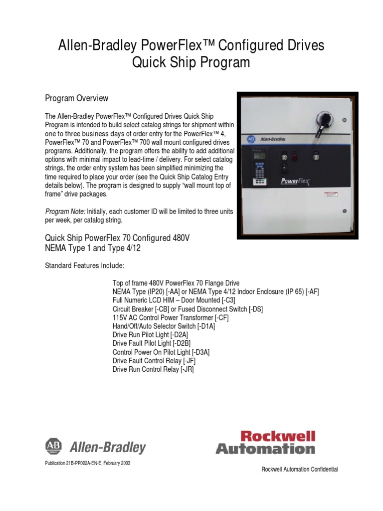Allen-Bradley Powerflex™ Configured Drives Quick Ship Program | PDF ...
