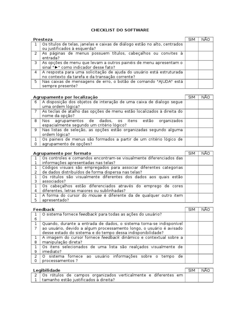 Checklist | Processo (Computação) | Dados