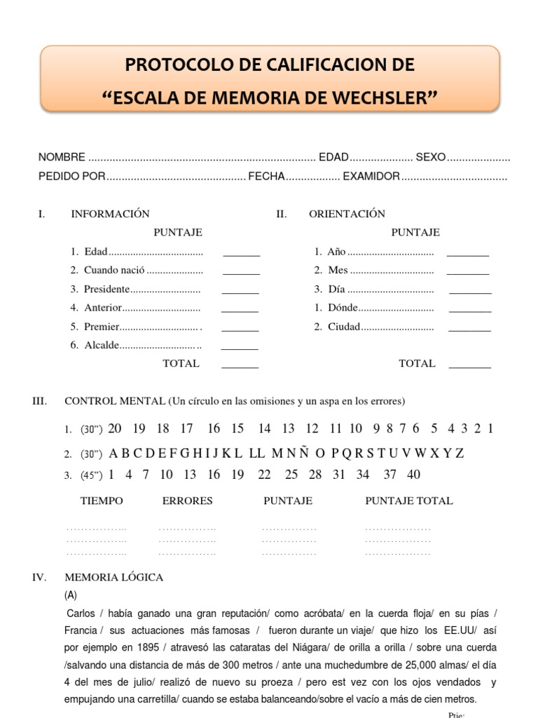 Protocolo Memoria Weschler | PDF | Violencia | Agitación