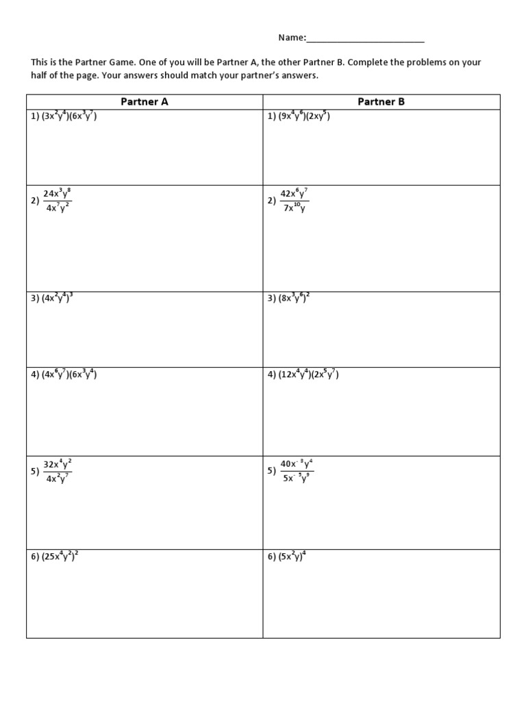 Row Game Exponent Rules | PDF