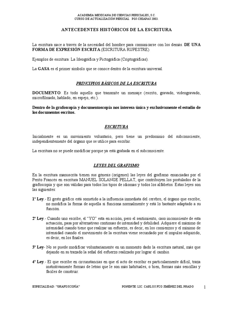 Grafoscopía y Documentoscopía. | PDF | Grafología | Escritura