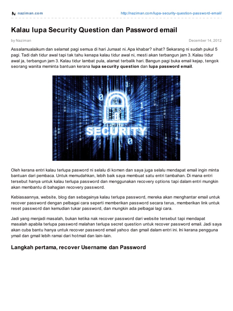 Cara Pulihkan Password Email dan Akun | PDF | Pengembangan Diri