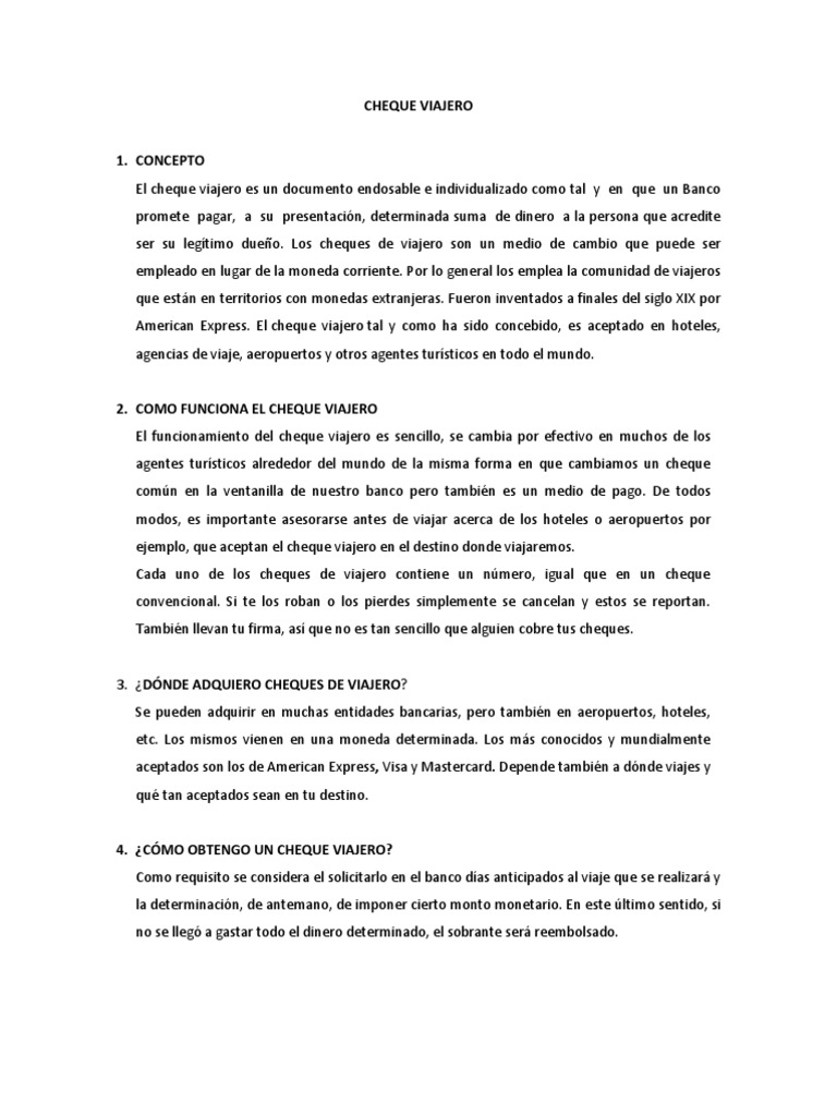 Guía del Cheque Viajero American Express | PDF | Cheque | American Express