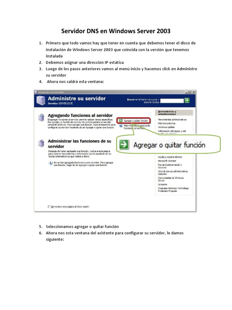 Servidor DNS en Windows Server 2003 | PDF | sistema de nombres de ...