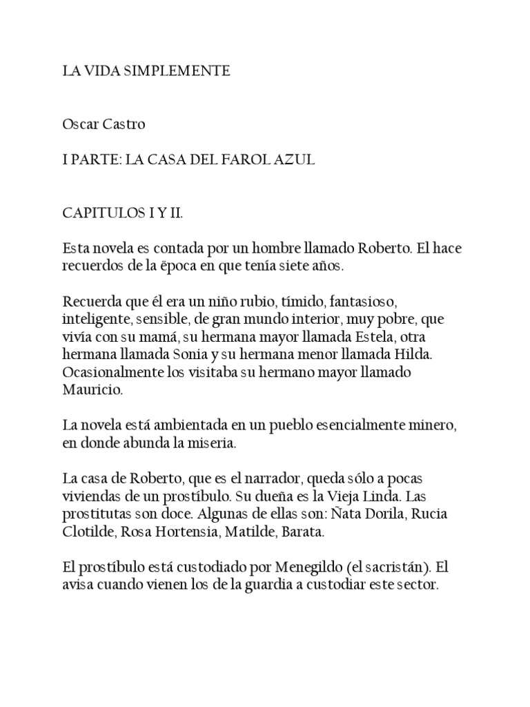 La Vida Simplemente Resumen PDF | PDF | Rosario | Amor