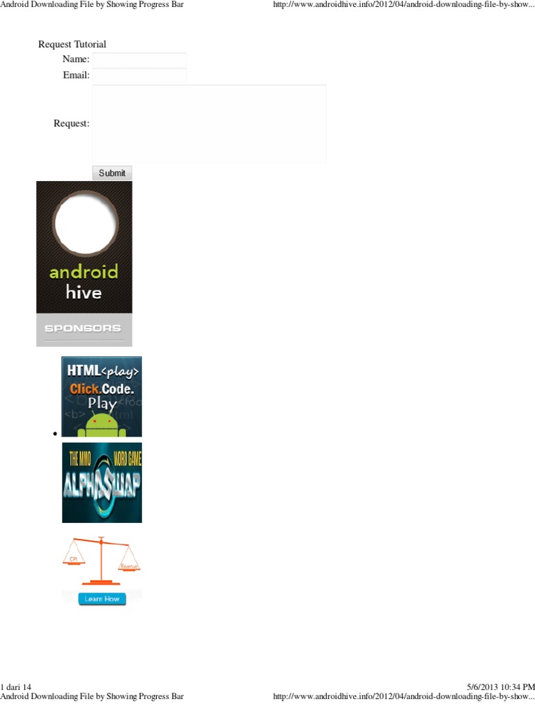 Android File Download with Progress Bar | PDF | Android (Operating ...