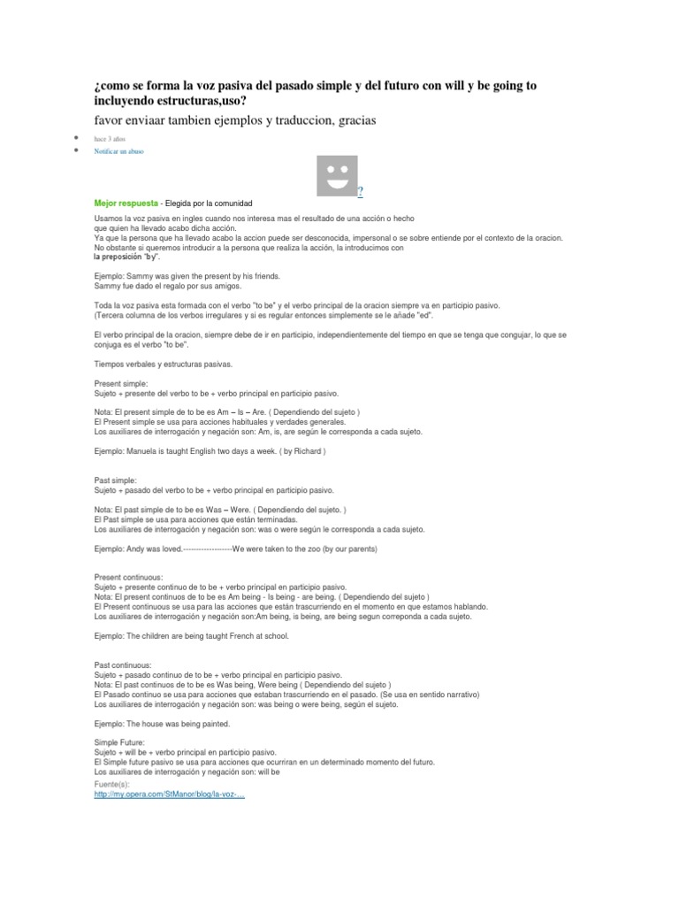 Voz Pasiva: Estructuras y Ejemplos | PDF | Morfología Lingüística | Reglas