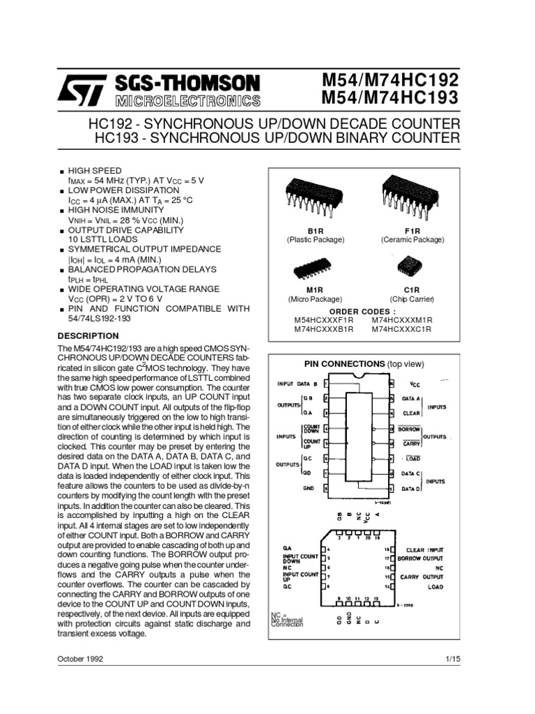 Datasheet 74192 | PDF | Logic Gate | Electricity