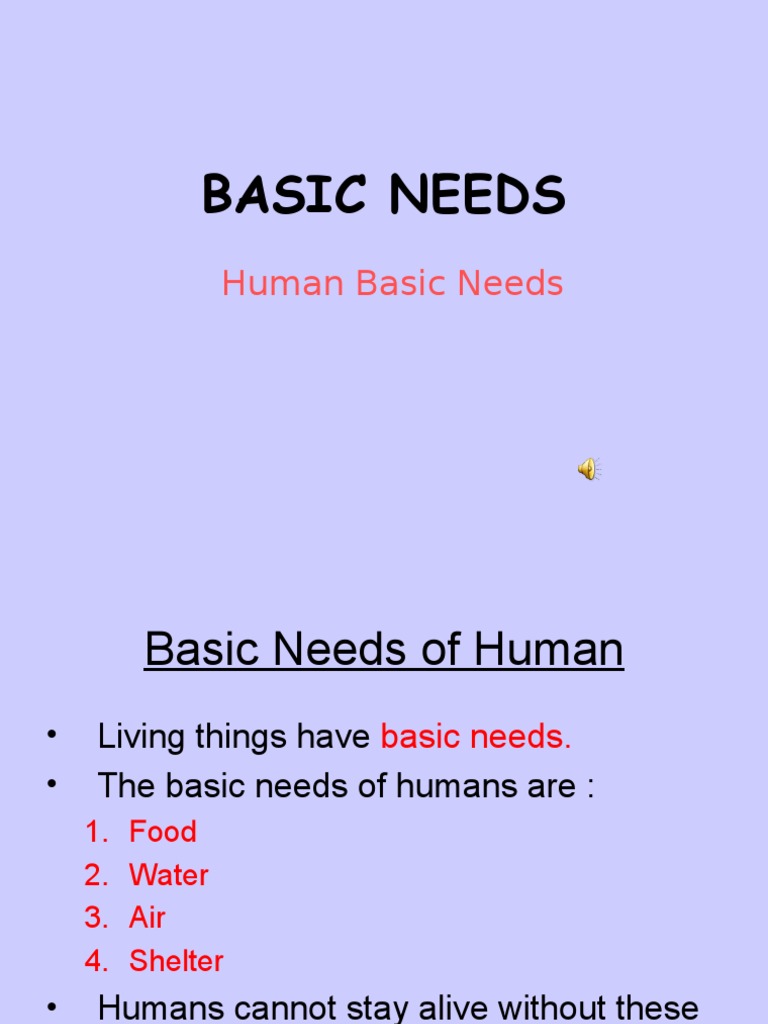 Basic Needs of Humans Year 4