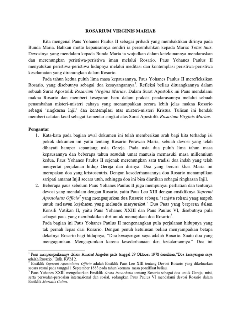 Rosarium Virginis Mariae | PDF