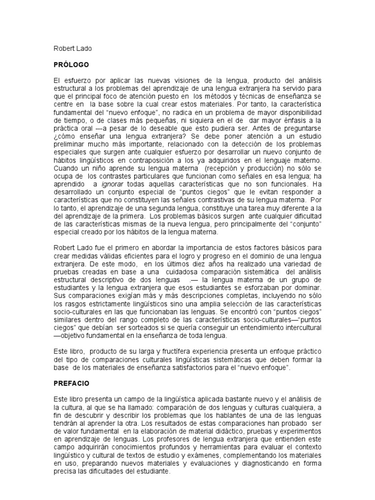 Robert Lado traducción contrastiva | PDF | Lingüística | Aprendizaje