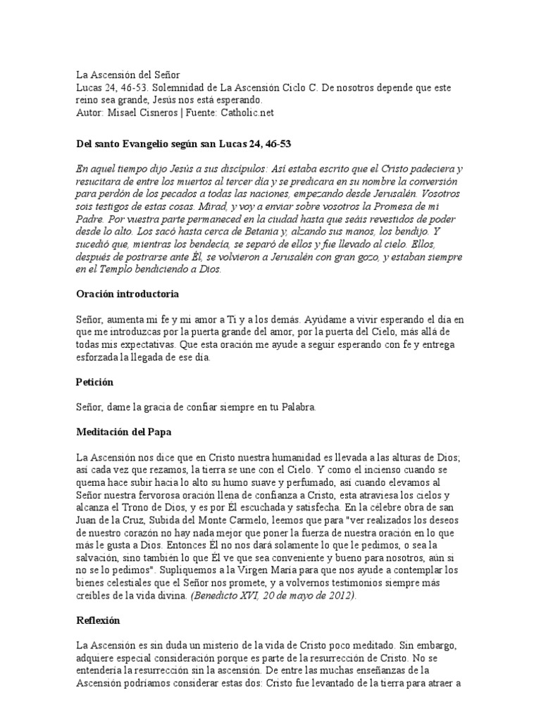 La Ascensión Del Señor | PDF | Ascension de jesus | Oración